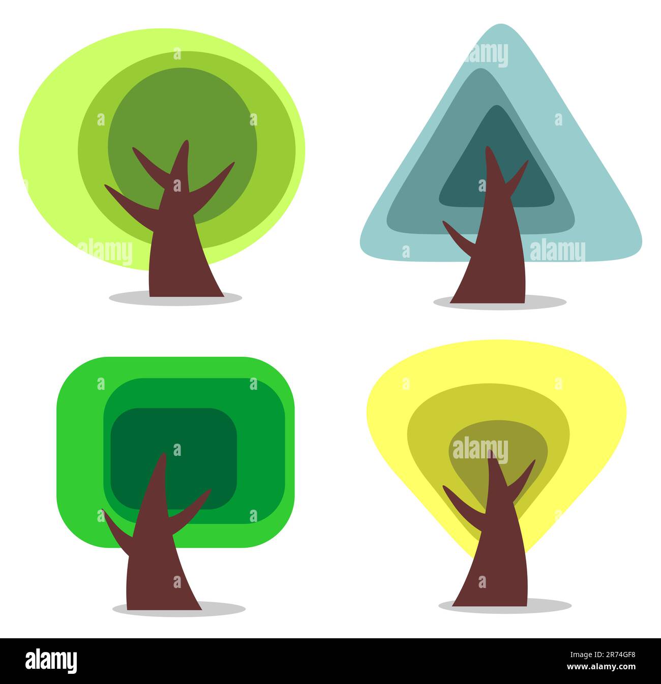 Four trees set isolated on a white background Stock Vector Image & Art ...