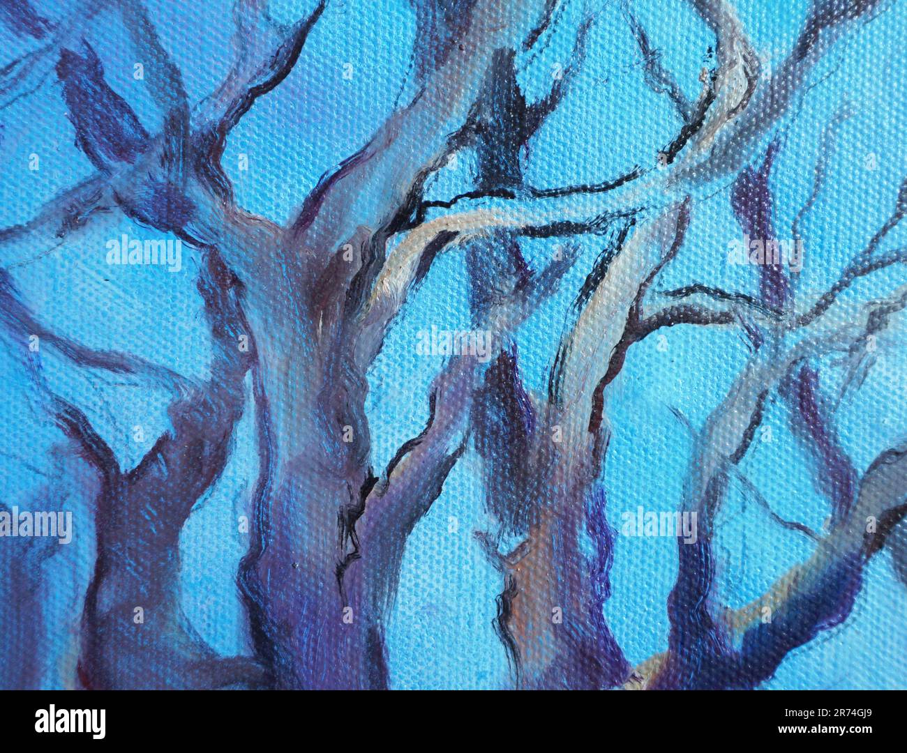 art oil painting garden tree Stock Photo - Alamy