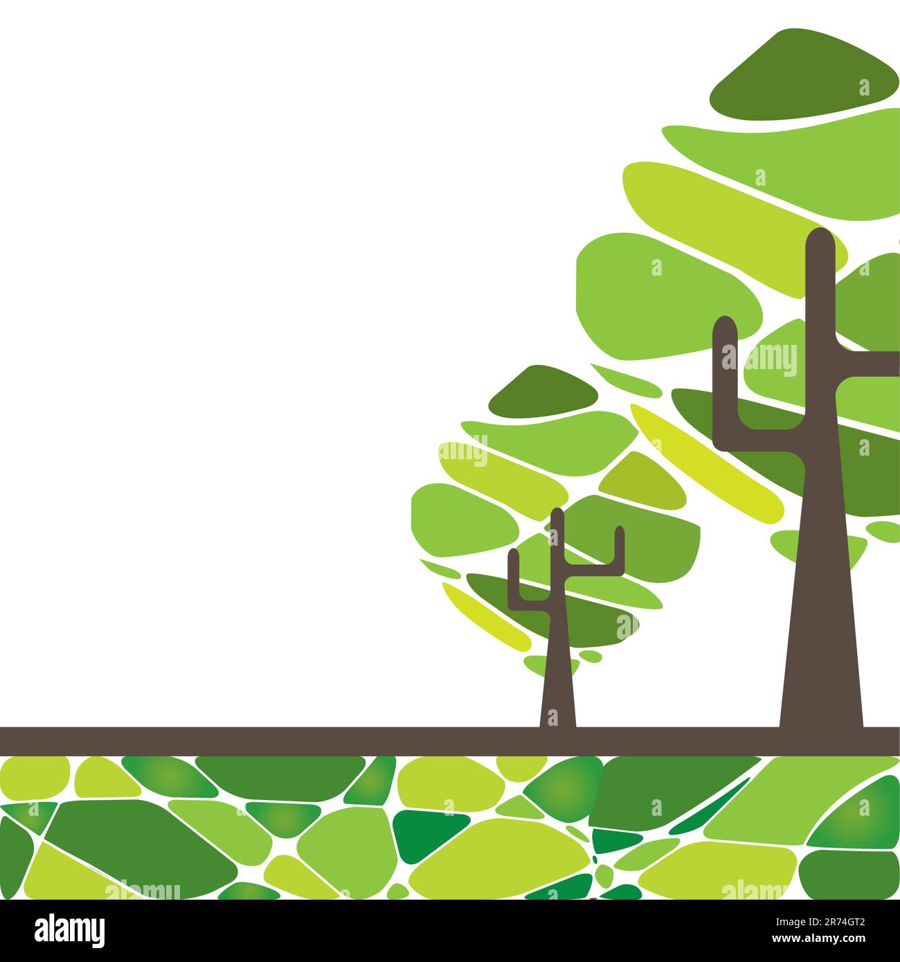 card design with stylized trees and text. vector illustration card ...