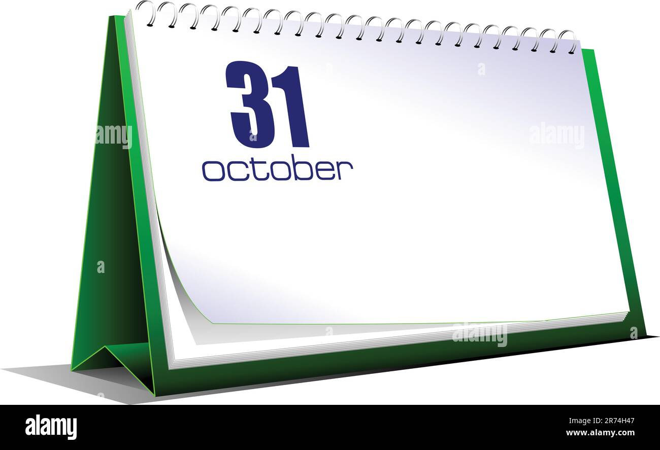 Vector illustration of desk calendar. 31 october. Halloween Stock ...
