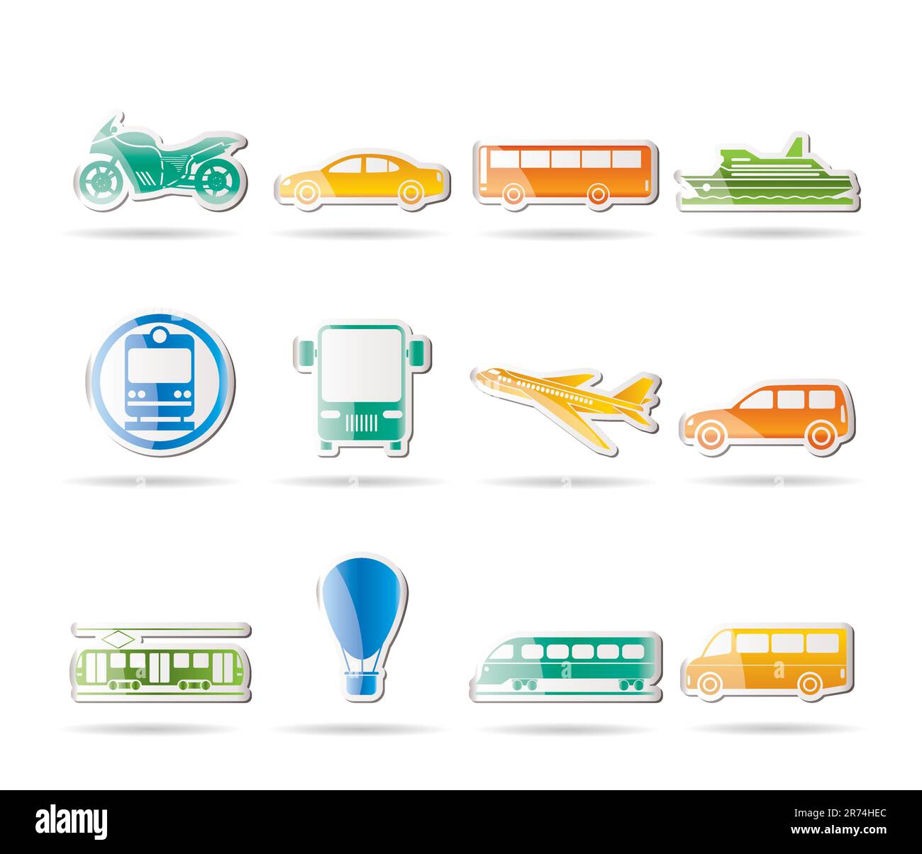 Travel and transportation of people icons - vector icon set Stock ...