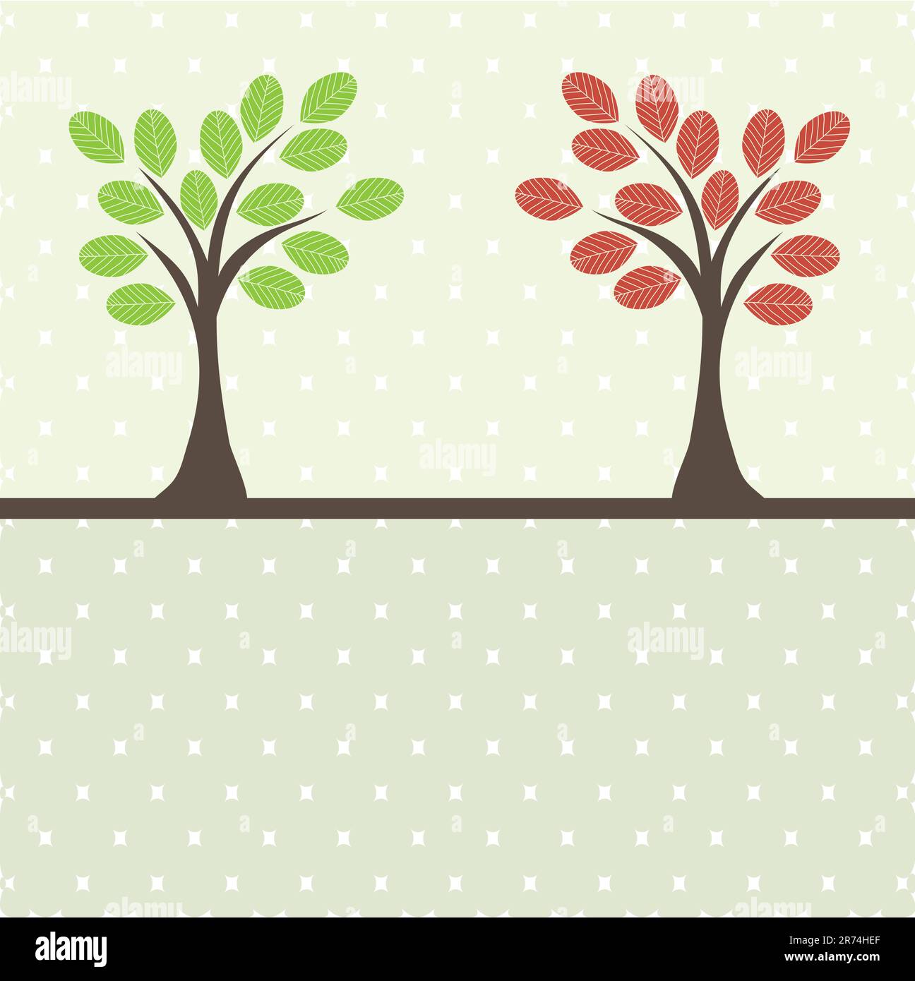 card design with stylized trees and text. vector illustration card ...