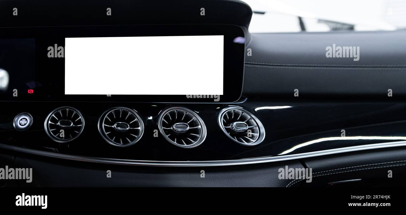 Blank screen multimedia entertainment system in a modern car Stock ...