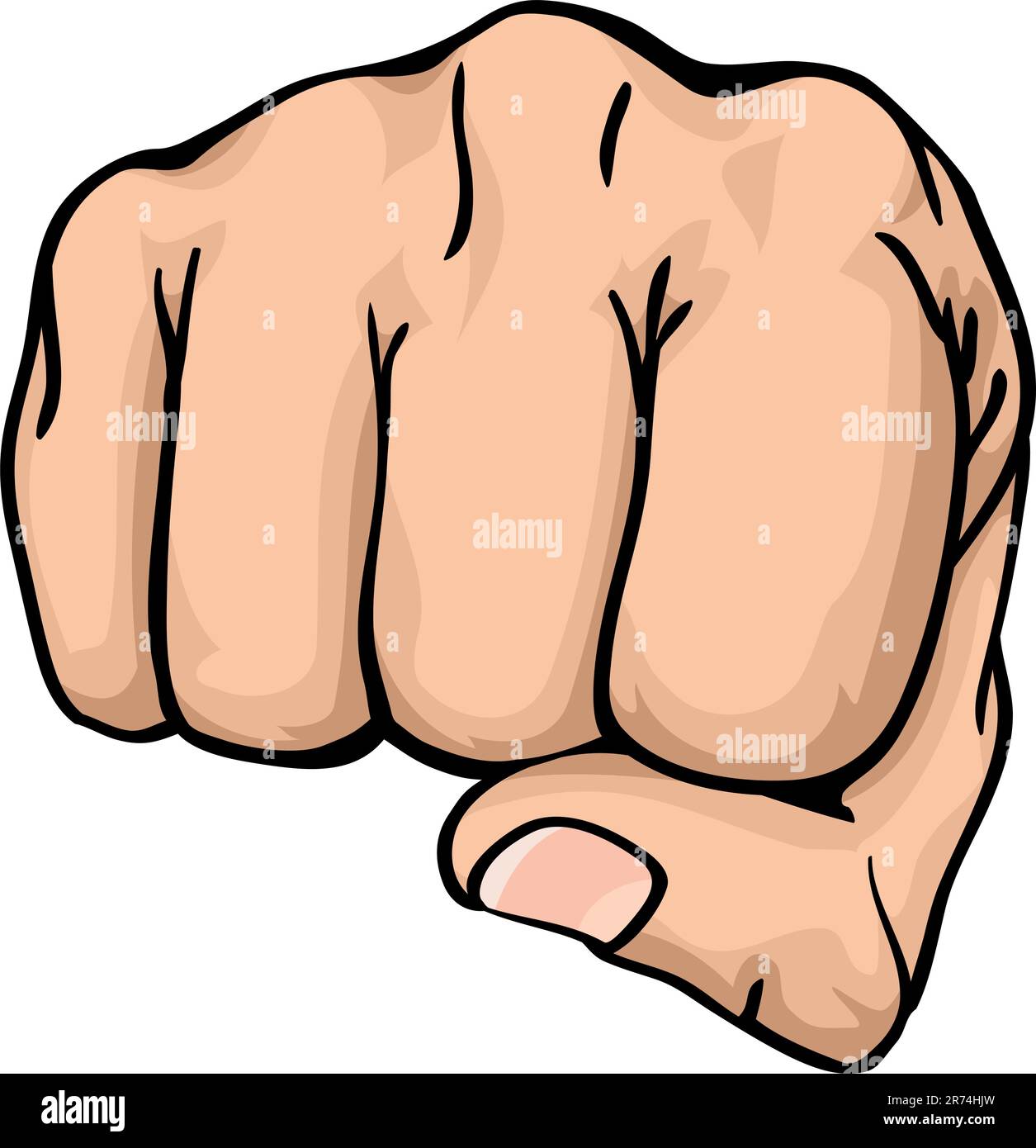 an illustration of a front view of a right human hand punching towards ...