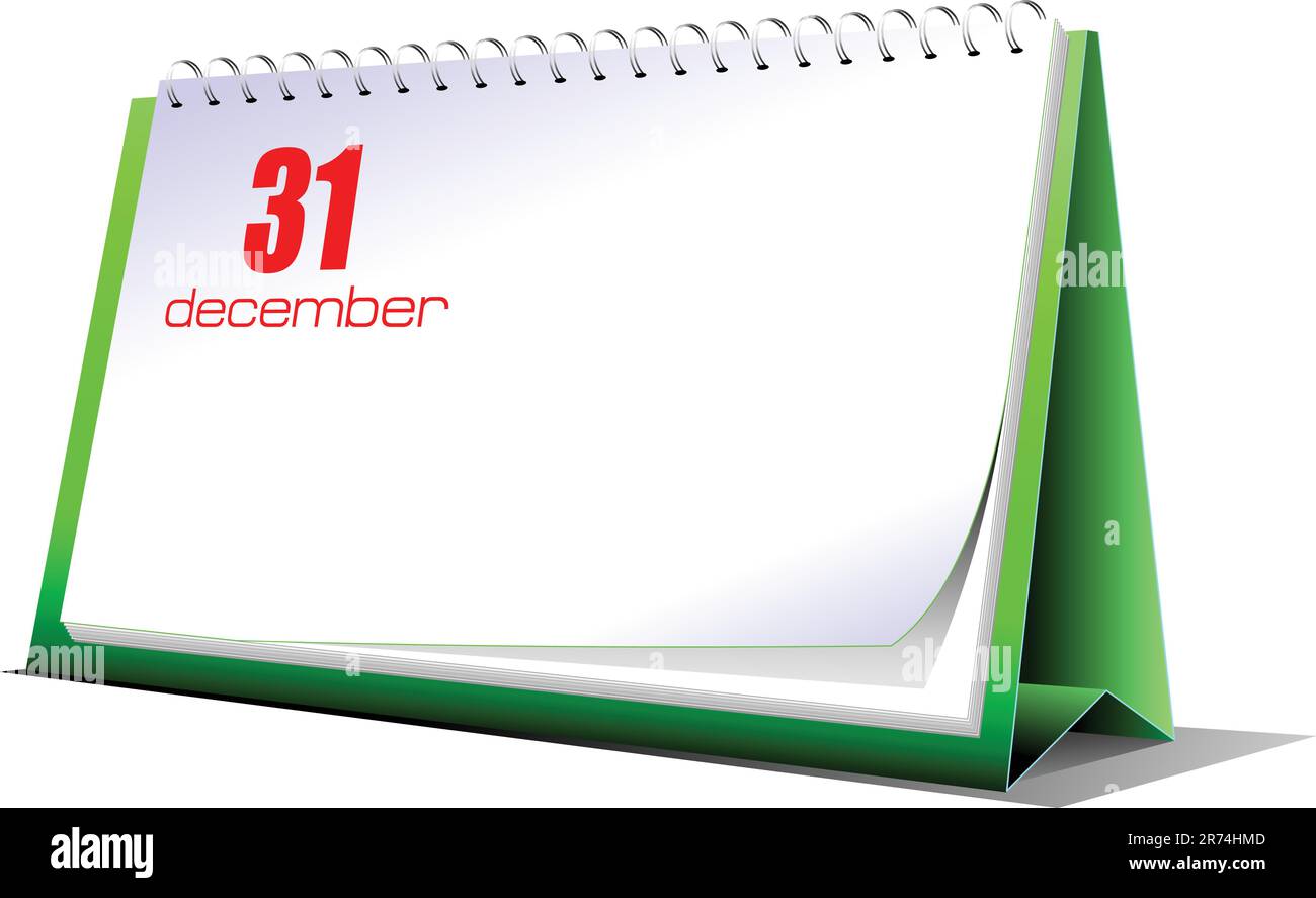 Vector illustration of desk calendar. 31 december. New Year night Stock ...