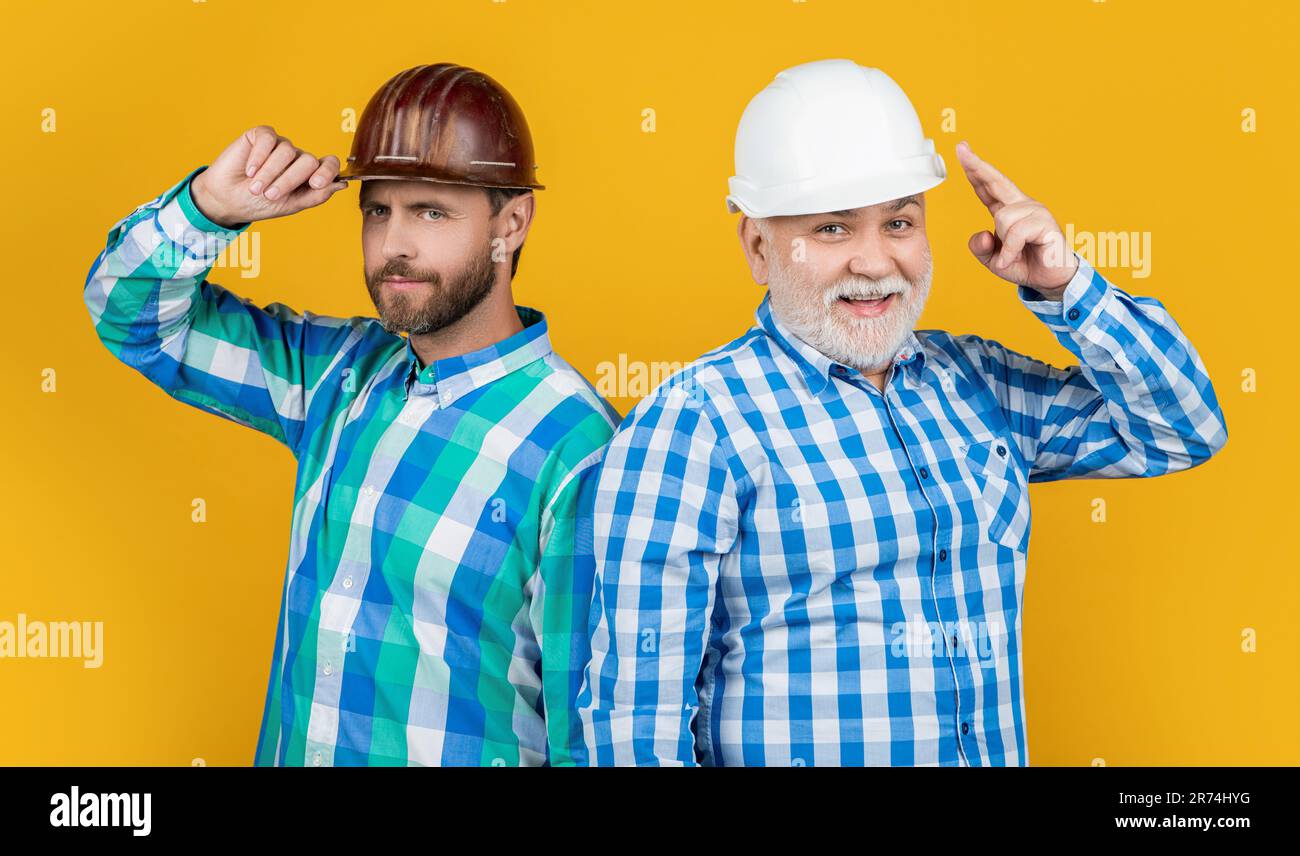 image of workman generation men wear building helmet. workman ...