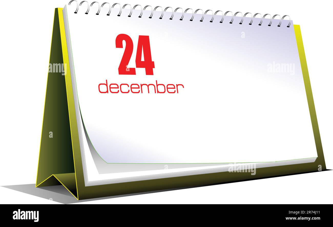 Vector illustration of desk calendar. 24 december. Christmas Stock ...