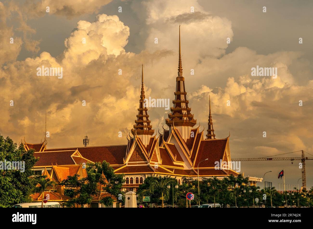 The National Assembly building during monsoon season. Phnom Penh ...