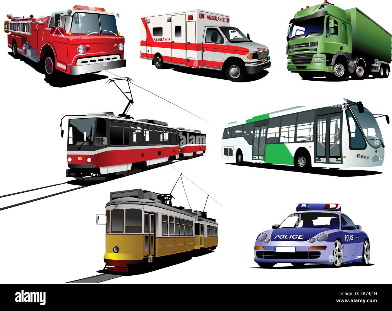 Set of municipal transport images. Vector illustration Stock Vector ...