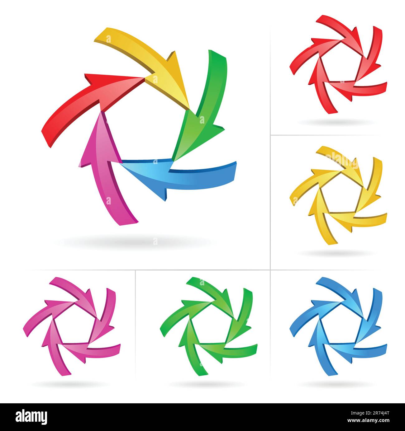 3D arrow color sketchy design elements set vector illustration #4 Stock ...