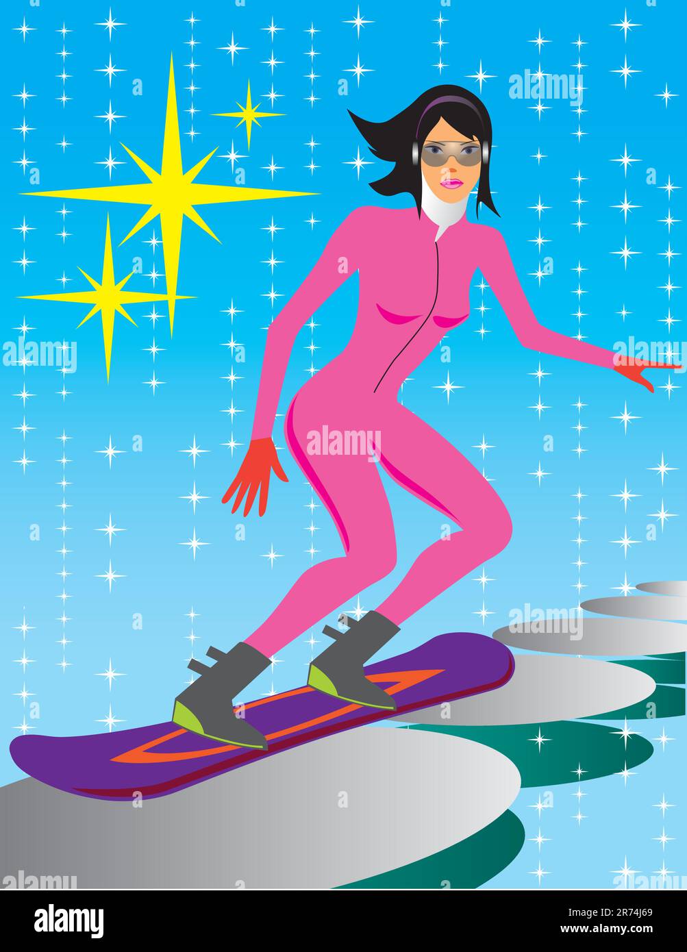 ski and snowboard background with woman -vector illustration Stock ...