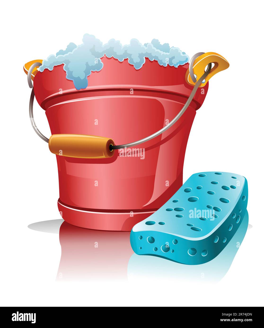 bucket with foam and bath sponge vector illustration Stock Vector Image ...