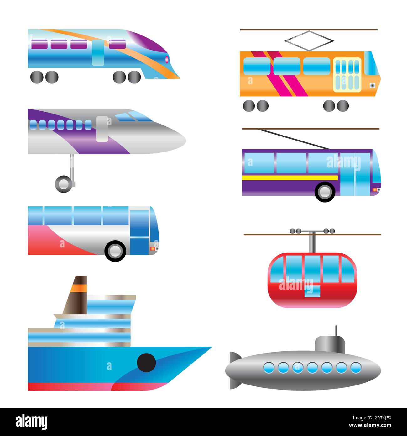 different types of transportation icons - Vector icon set Stock Vector ...