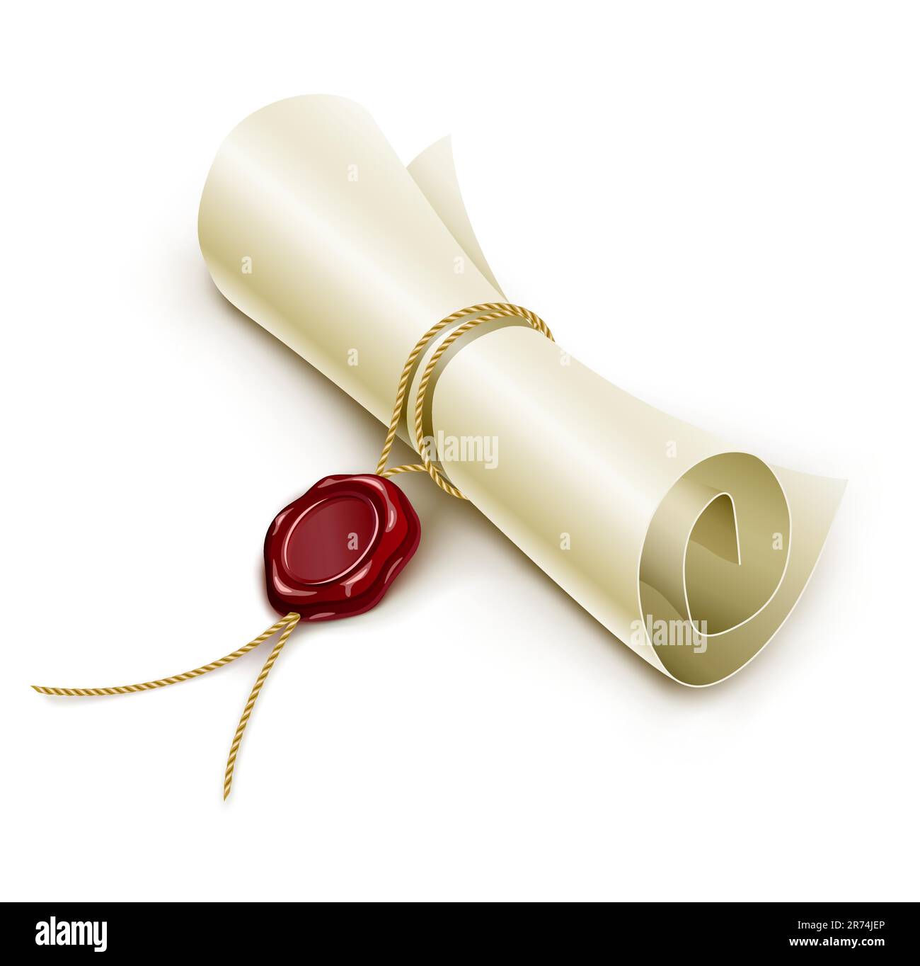 scroll paper with seal of sealing wax vector illustration isolated on ...