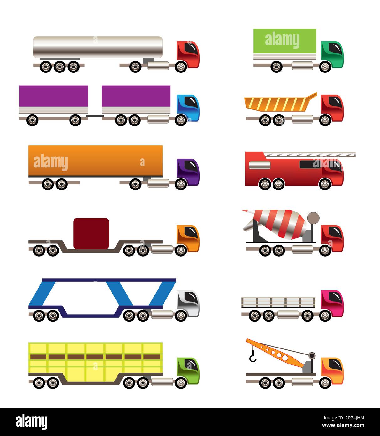 different types of trucks and lorries icons - Vector icon set Stock ...