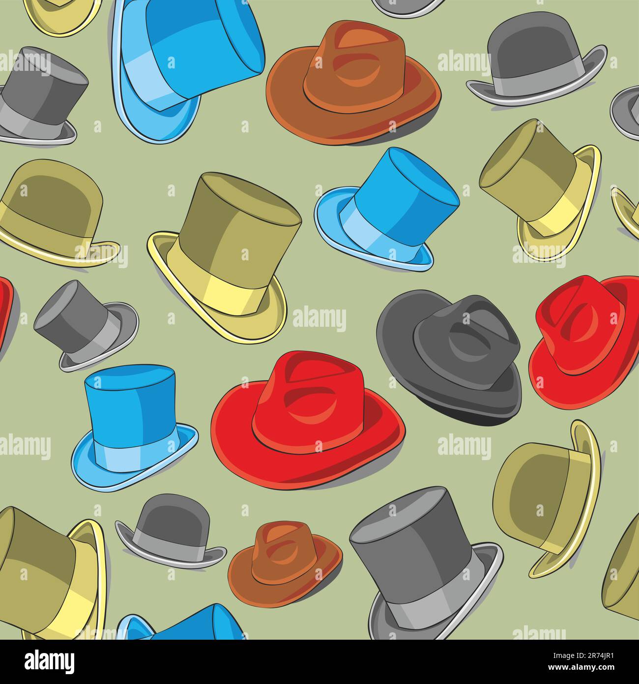 fully editable vector illustration seamless pattern isolated hats Stock ...