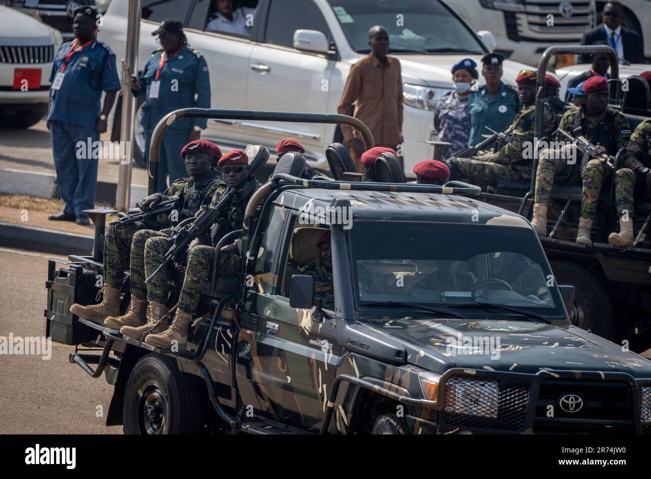 FILE - Presidential security arrive with South Sudan's president ...