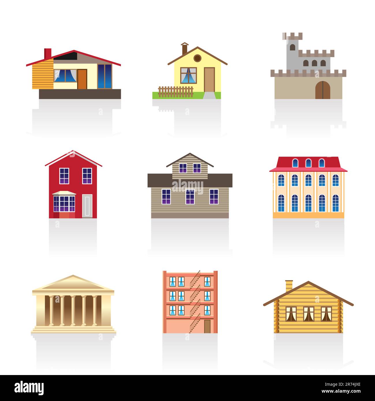 different kind of houses and buildings - Vector Illustration 1 Stock Vector Image & Art - Alamy