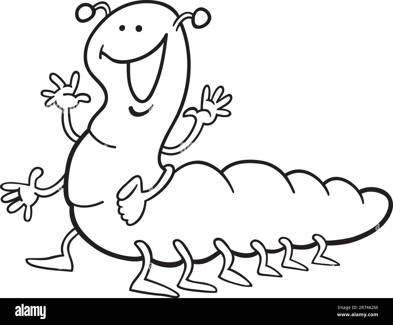 cartoon illustration of funny caterpillar for coloring book Stock ...