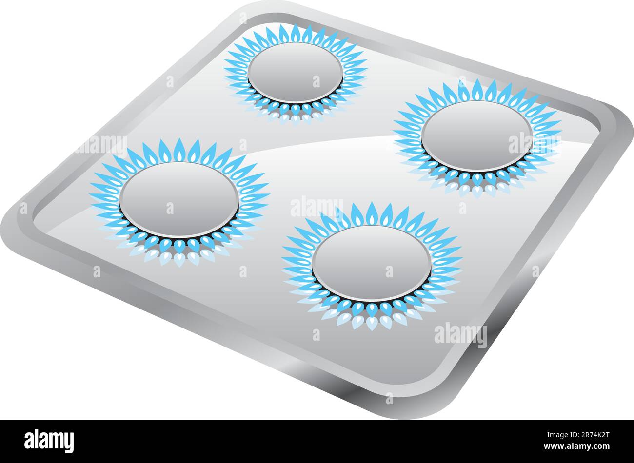 Blue gas flame on the hob. Vector illustration on white background ...