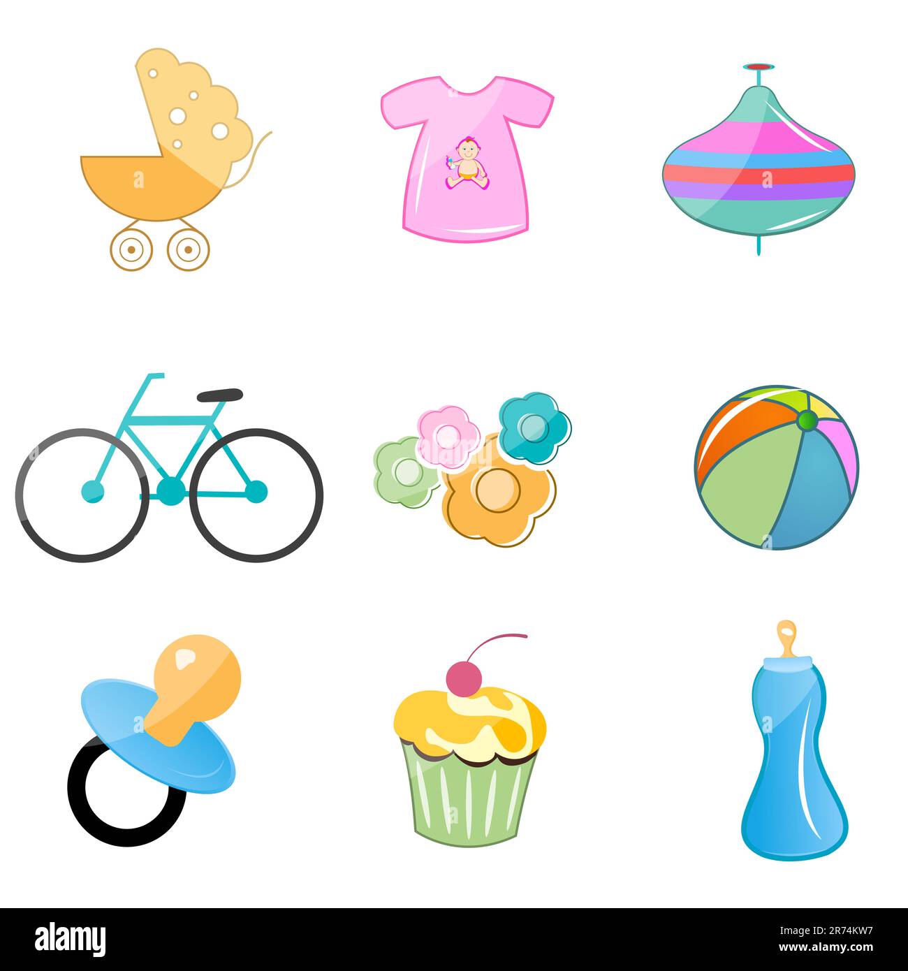 illustration of kid elements card on white background Stock Vector ...