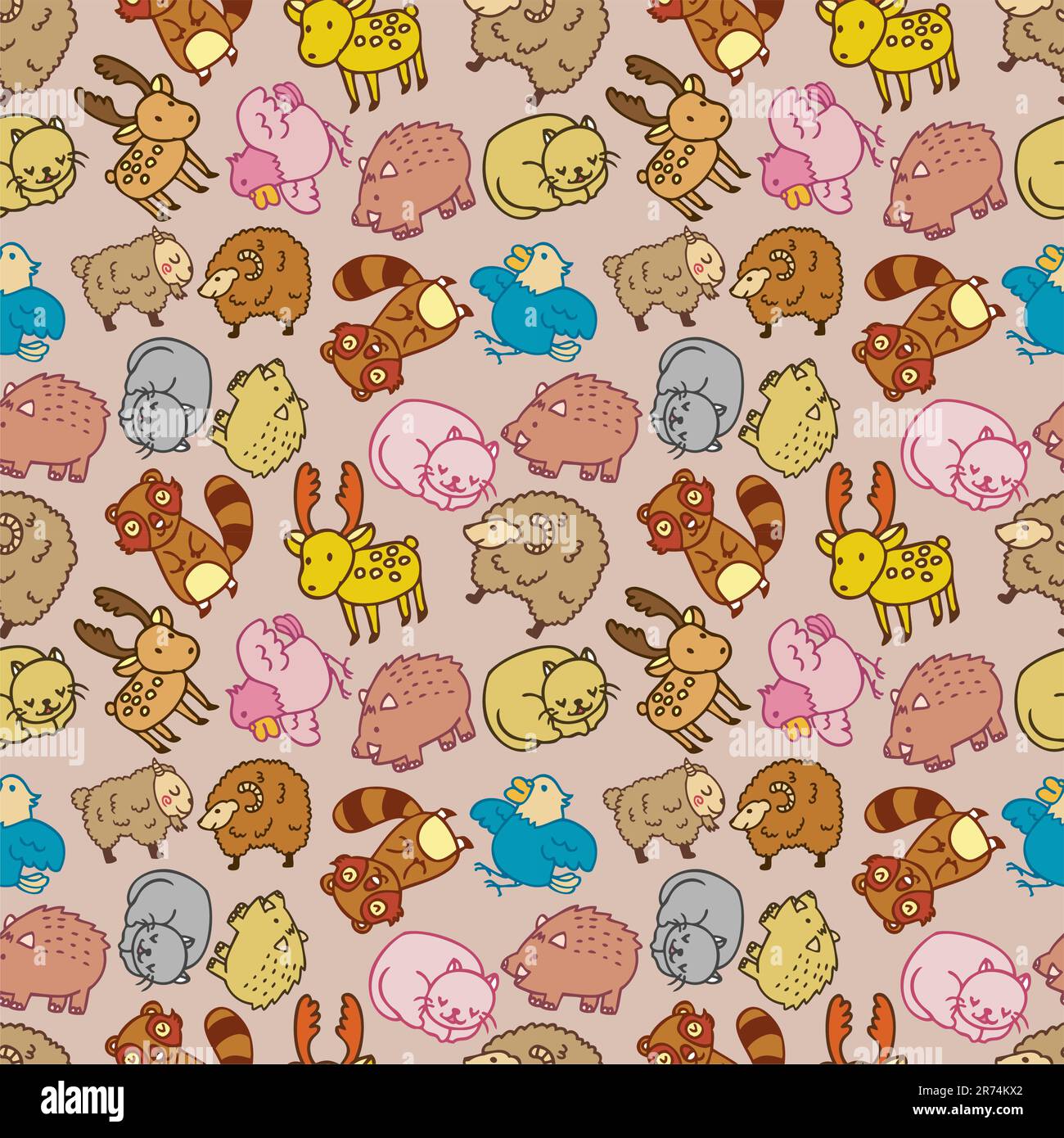 Seamless cartoon animal pattern,(vector Stock Vector Image & Art - Alamy