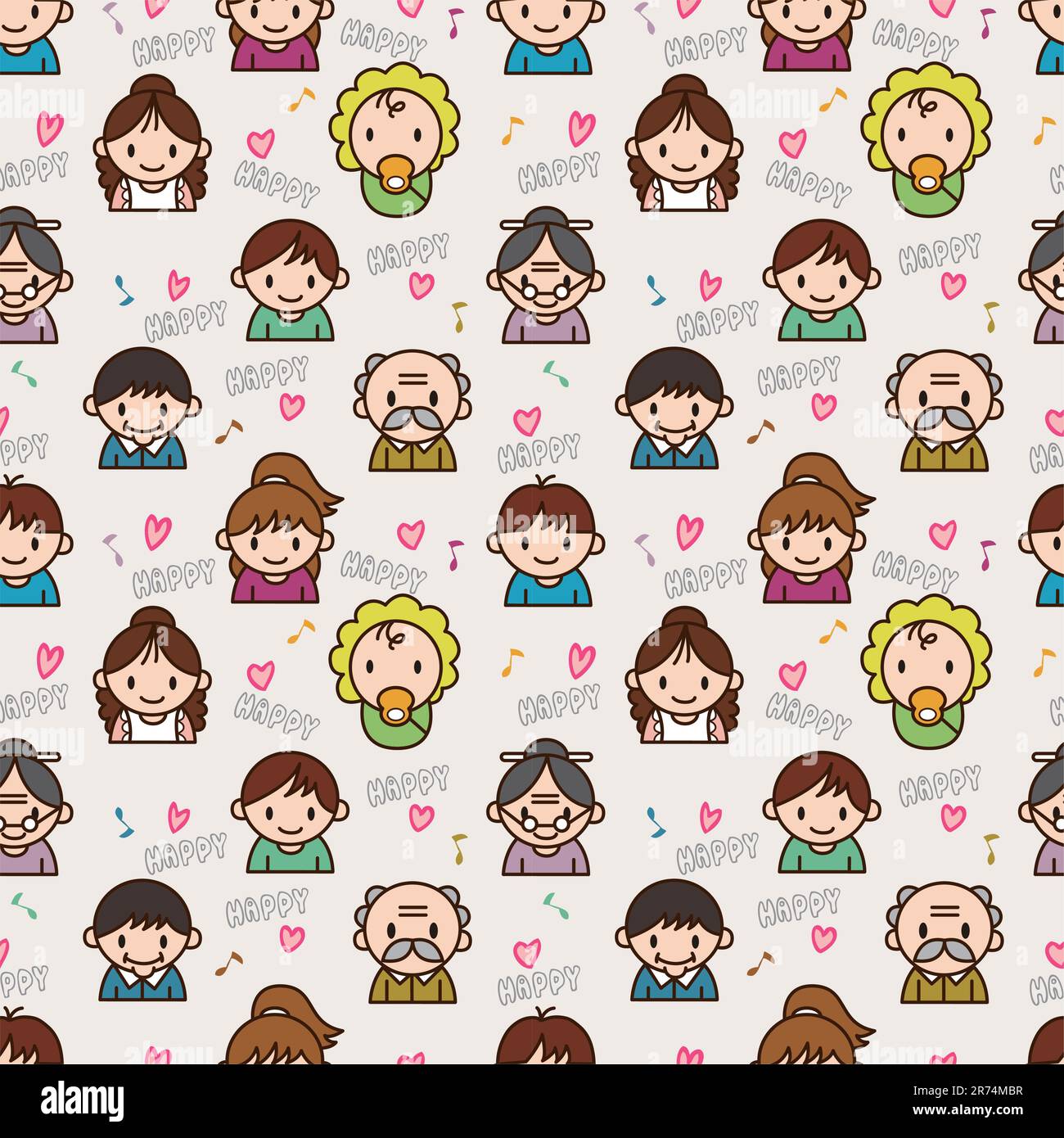 seamless cute family pattern,vector illustration Stock Vector Image ...