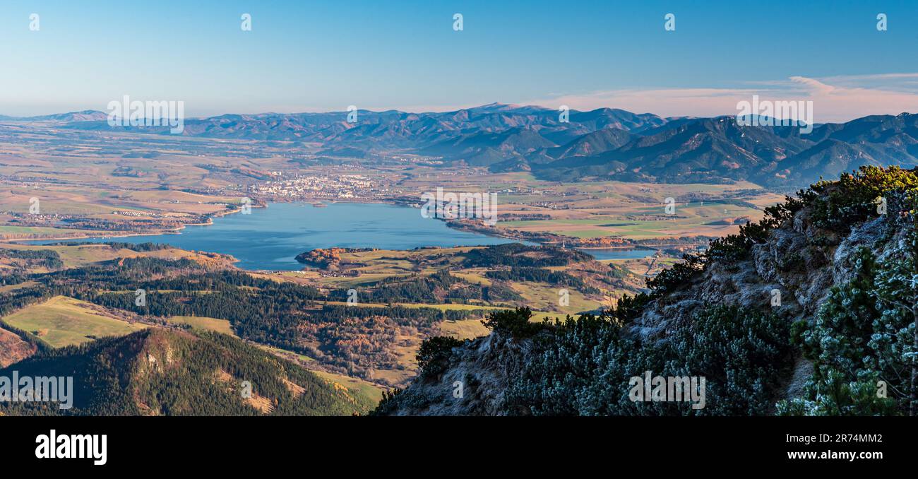 Liptovska Mara, Liptovsky Mikulas city and hills of Nizke Tatry and ...