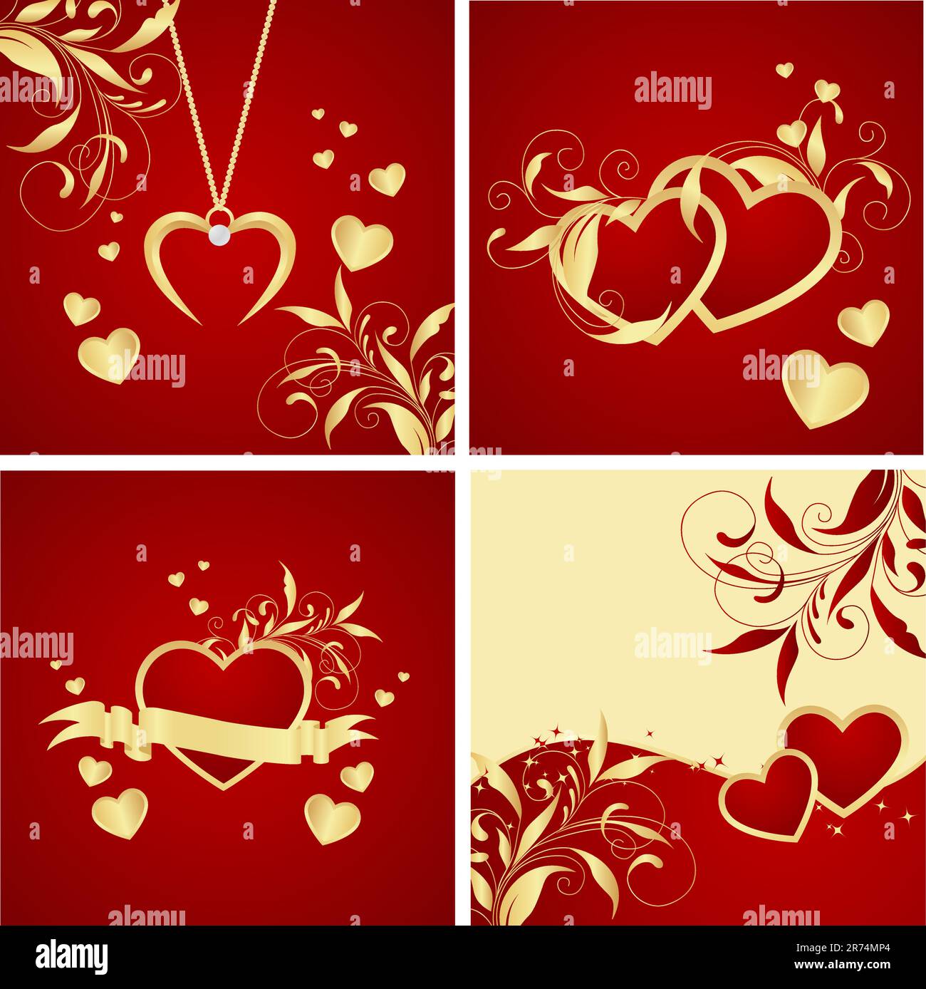 Set of celebratory Valentine's backgrounds with decorations. Vector ...