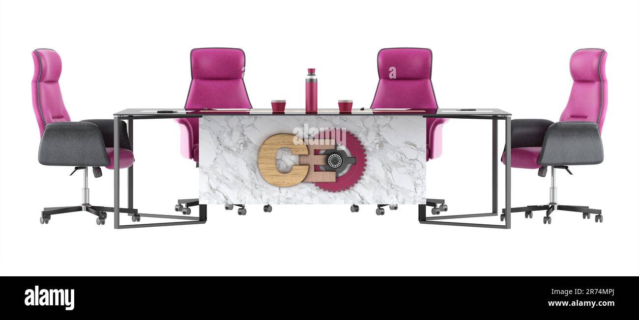 CEO summit with meeting table and office chair isolated on white background - 3d rendering Stock ...
