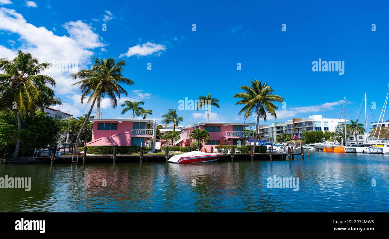 panorama view of panoramic summer destination for vacation at villa with yacht Stock Photo - Alamy