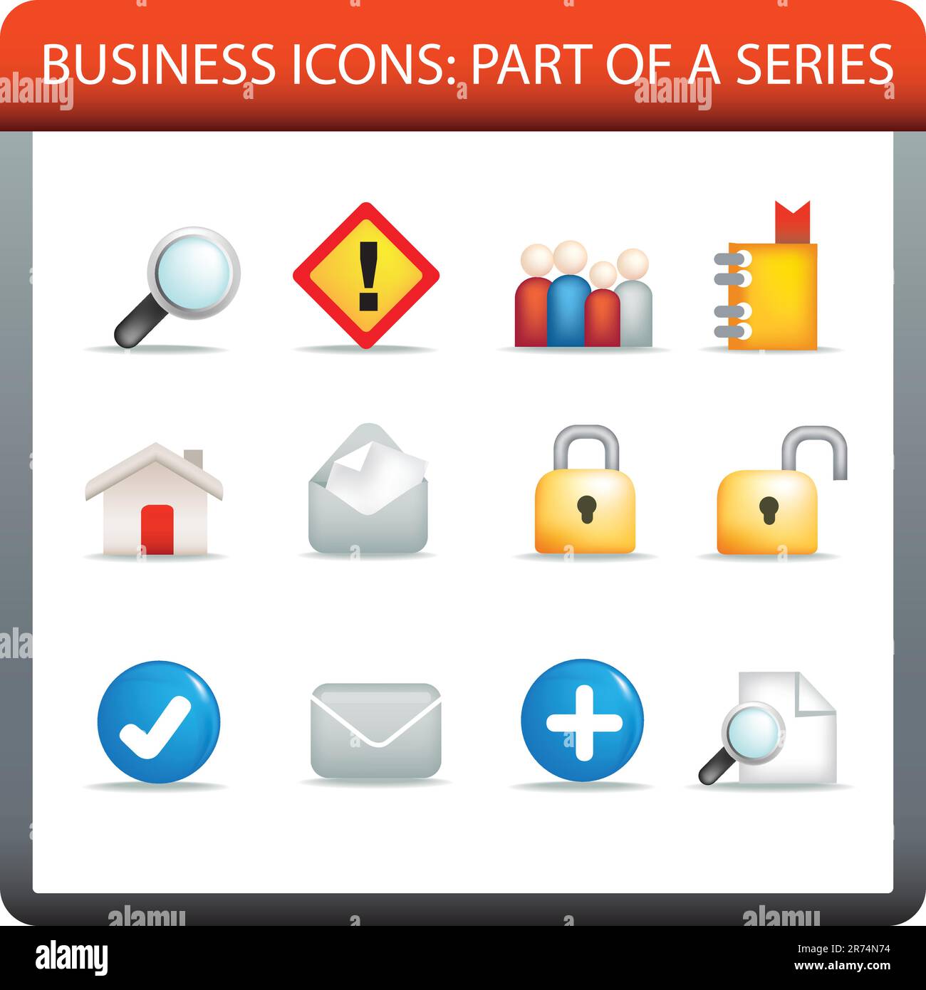 modern business icon set of illustrations in colour Stock Vector Image ...