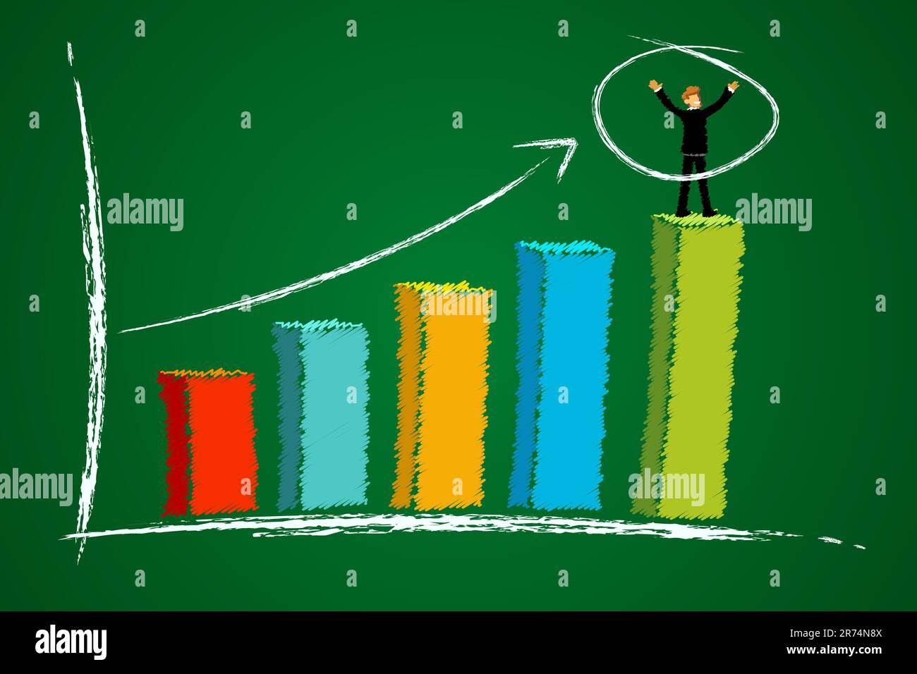 illustration of growth graph with businessman with abstract background ...