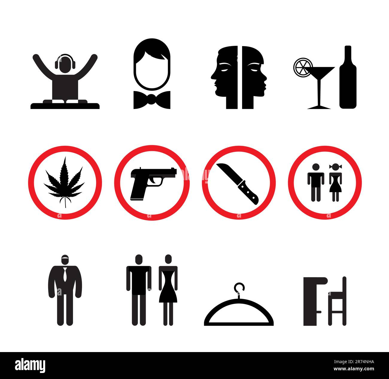 Night club icons set Cut Out Stock Images & Pictures - Alamy