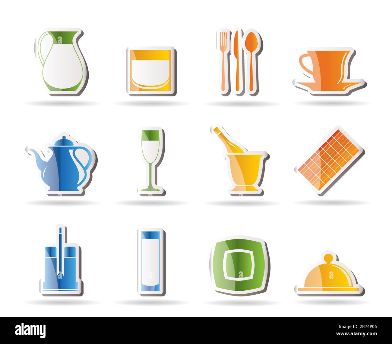 restaurant, cafe, bar and night club icons - vector icon set Stock ...