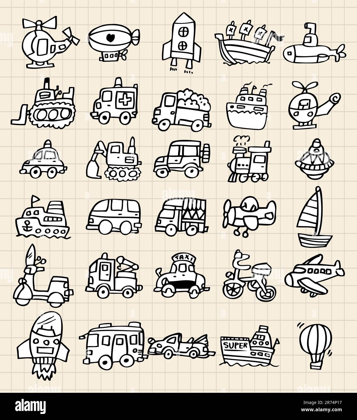 hand draw cute car element Stock Vector Image & Art - Alamy