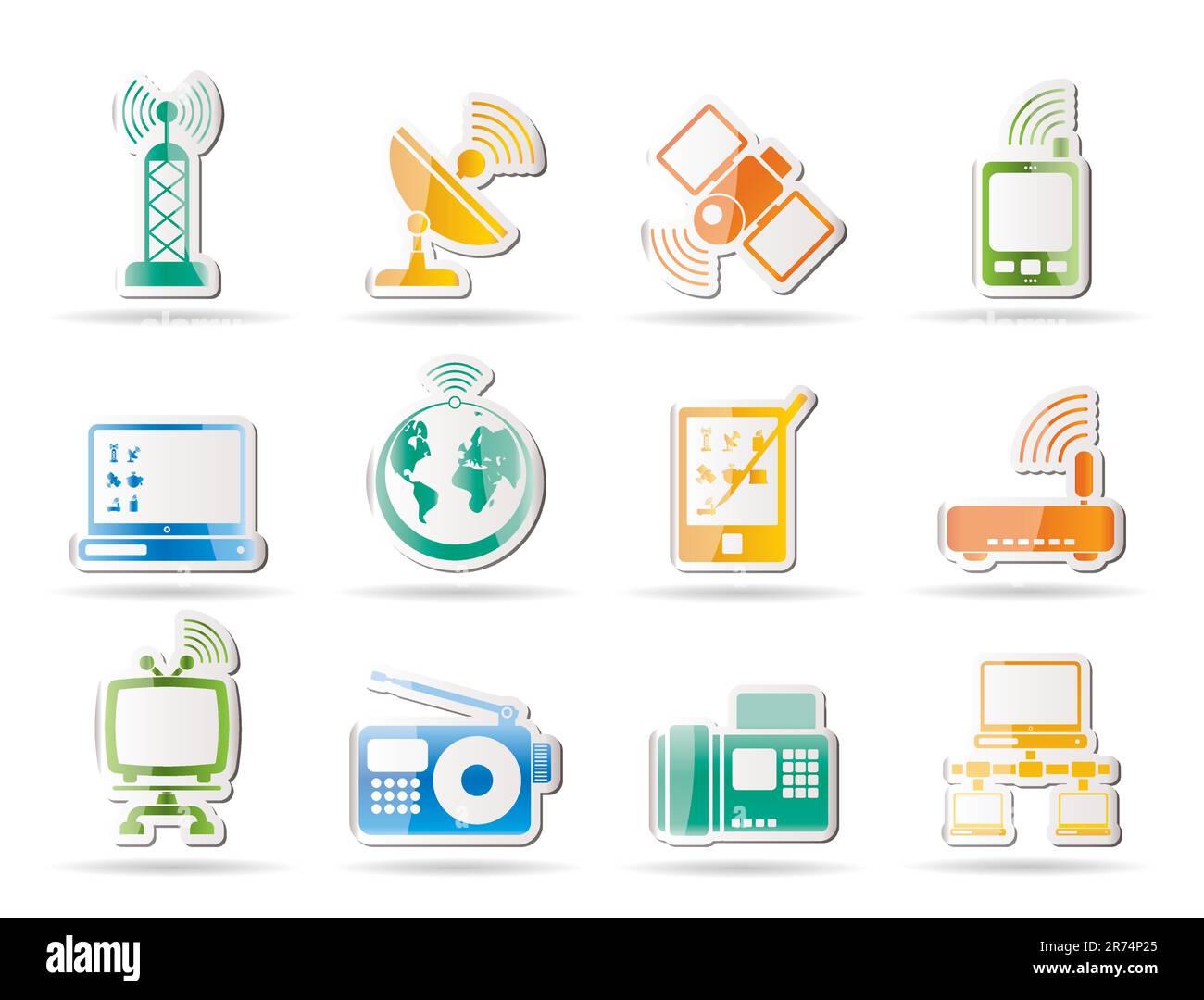 communication and technology icons - vector icon set Stock Vector Image ...