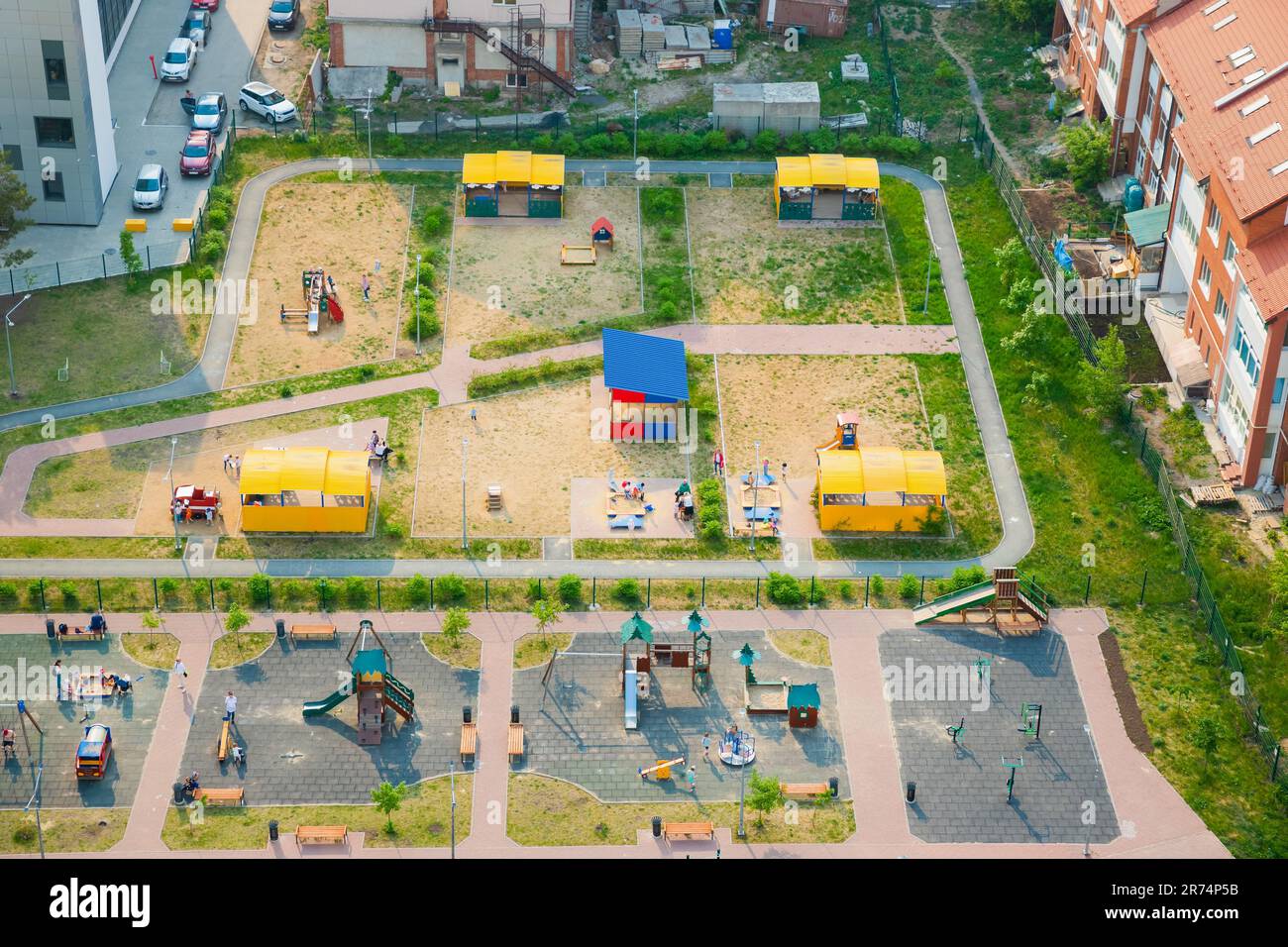 kindergarten playgrounds, courtyard of modern residential complex ...