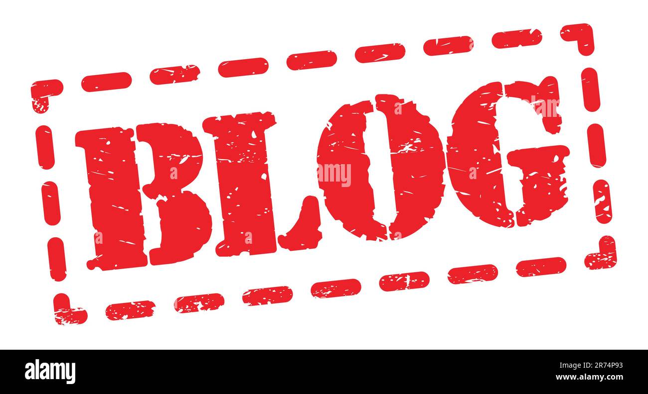 BLOG text written on red dash stamp sign Stock Photo - Alamy