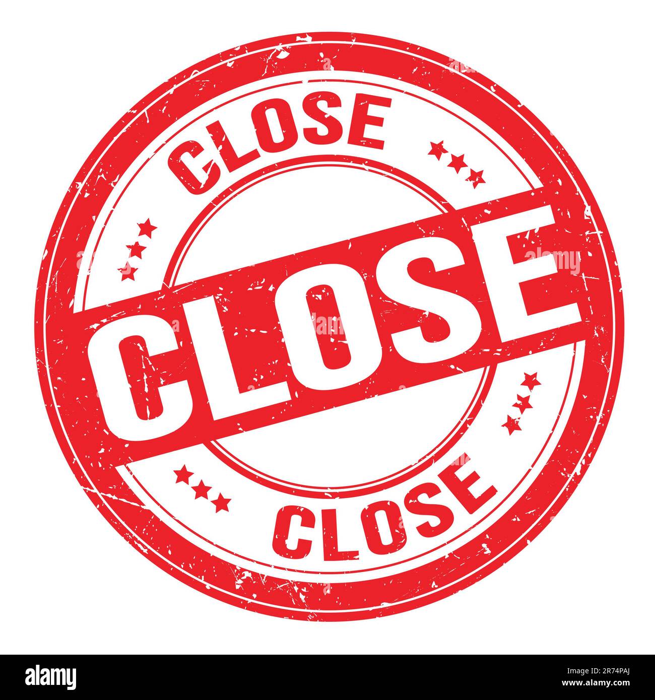 CLOSE text written on red round grungy stamp sign Stock Photo - Alamy