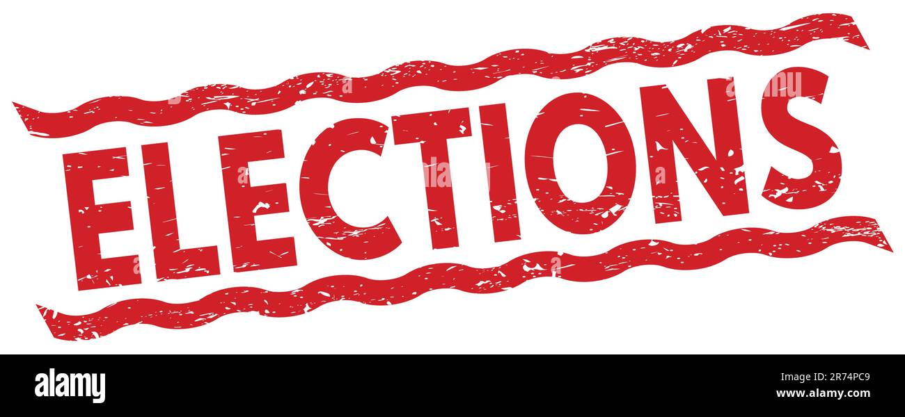 ELECTIONS text written on red lines stamp sign Stock Photo - Alamy