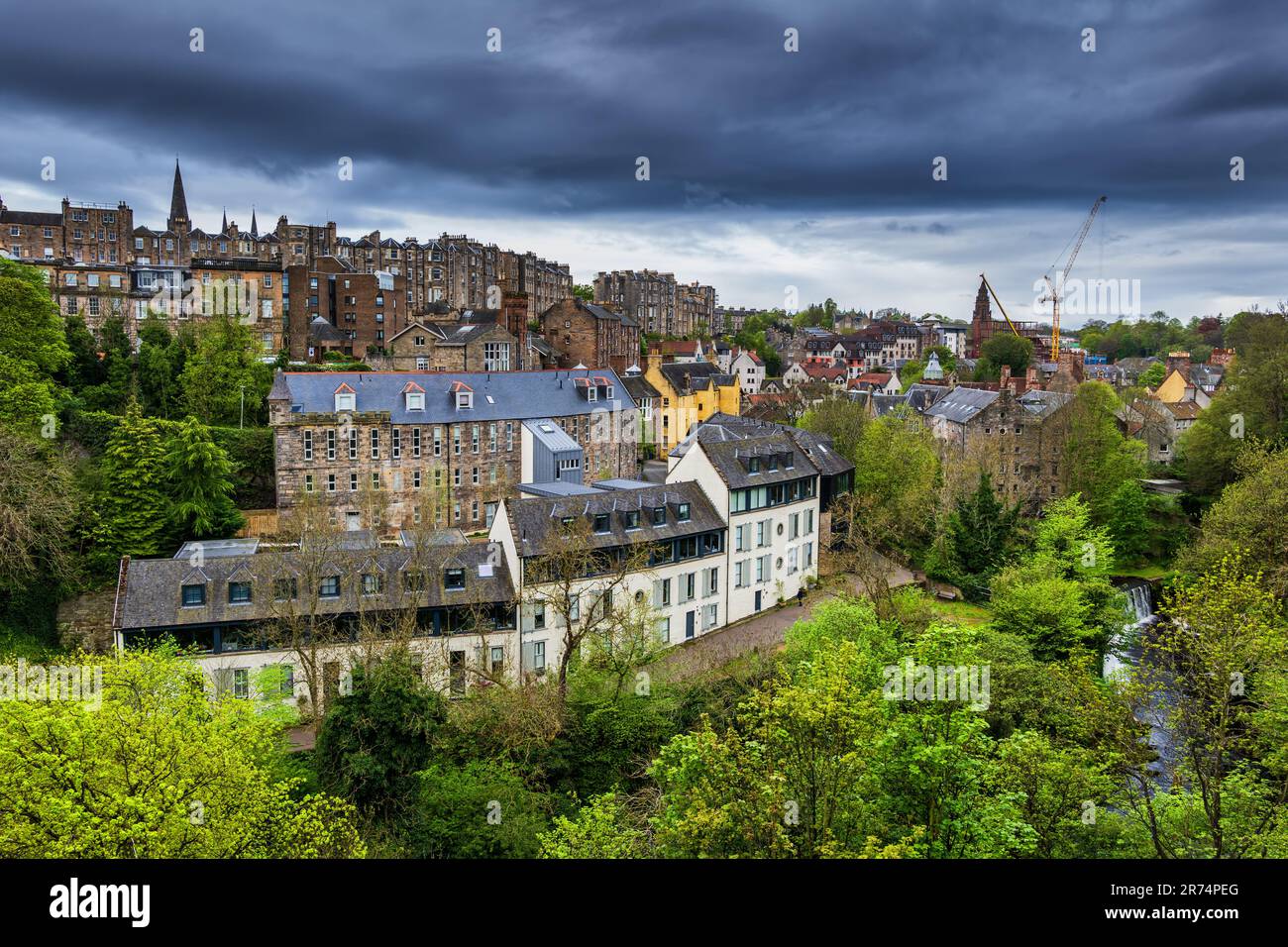 City of Edinburgh in Scotland, cityscape with the Dean Village historic ...