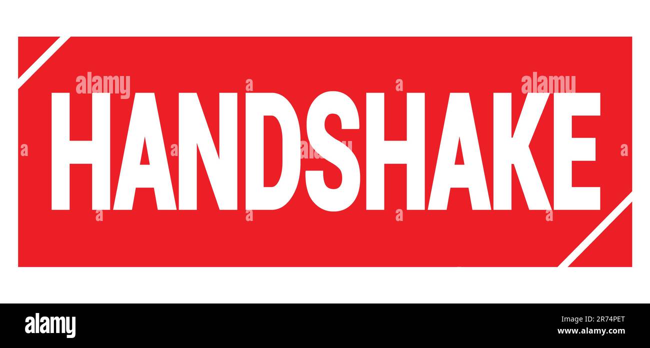 HANDSHAKE text written on red grungy stamp sign Stock Photo - Alamy