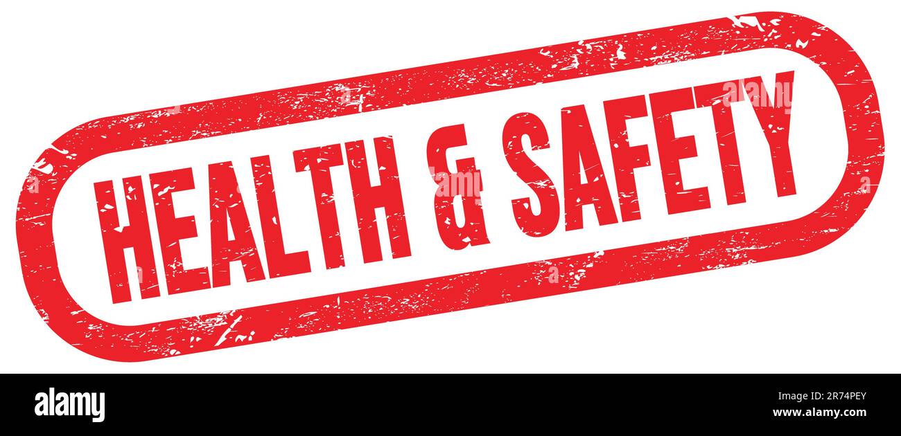 HEALTH & SAFETY, text on red rectangle stamp sign Stock Photo - Alamy