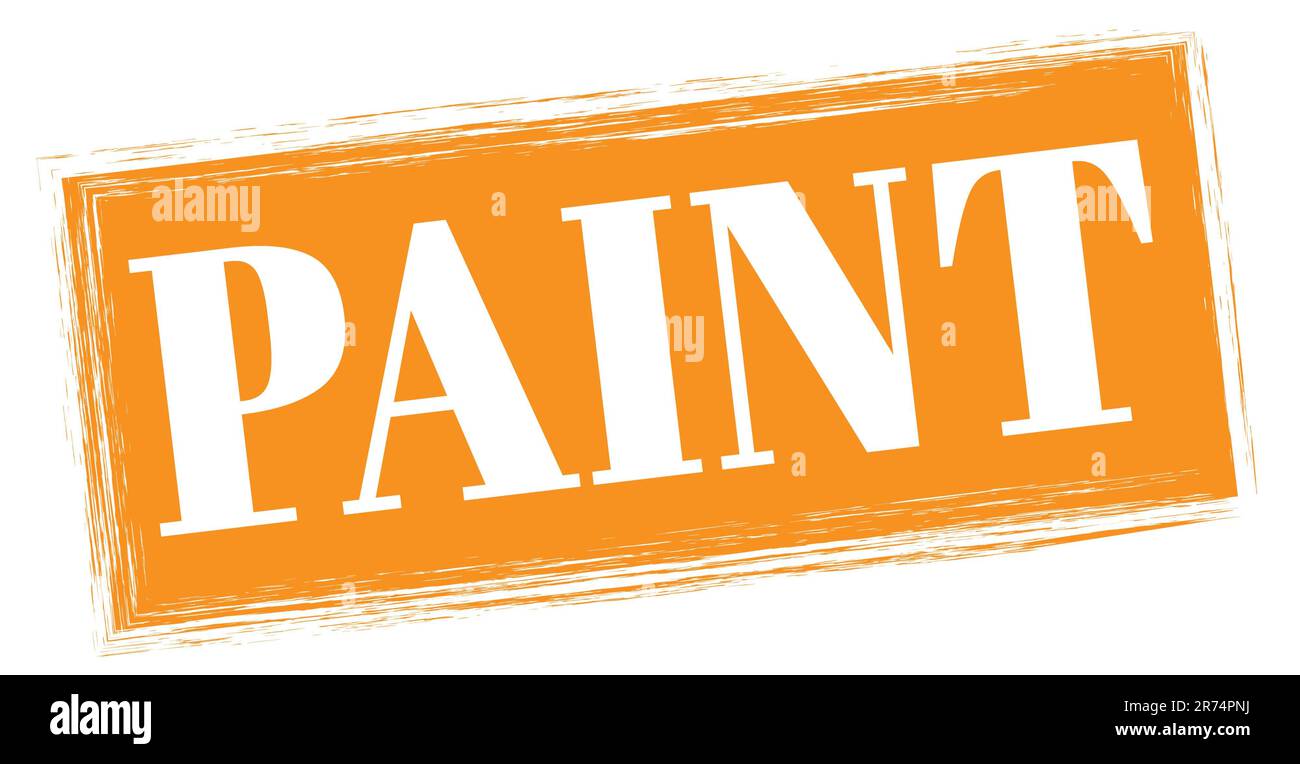 PAINT text written on orange rectangle stamp sign Stock Photo - Alamy