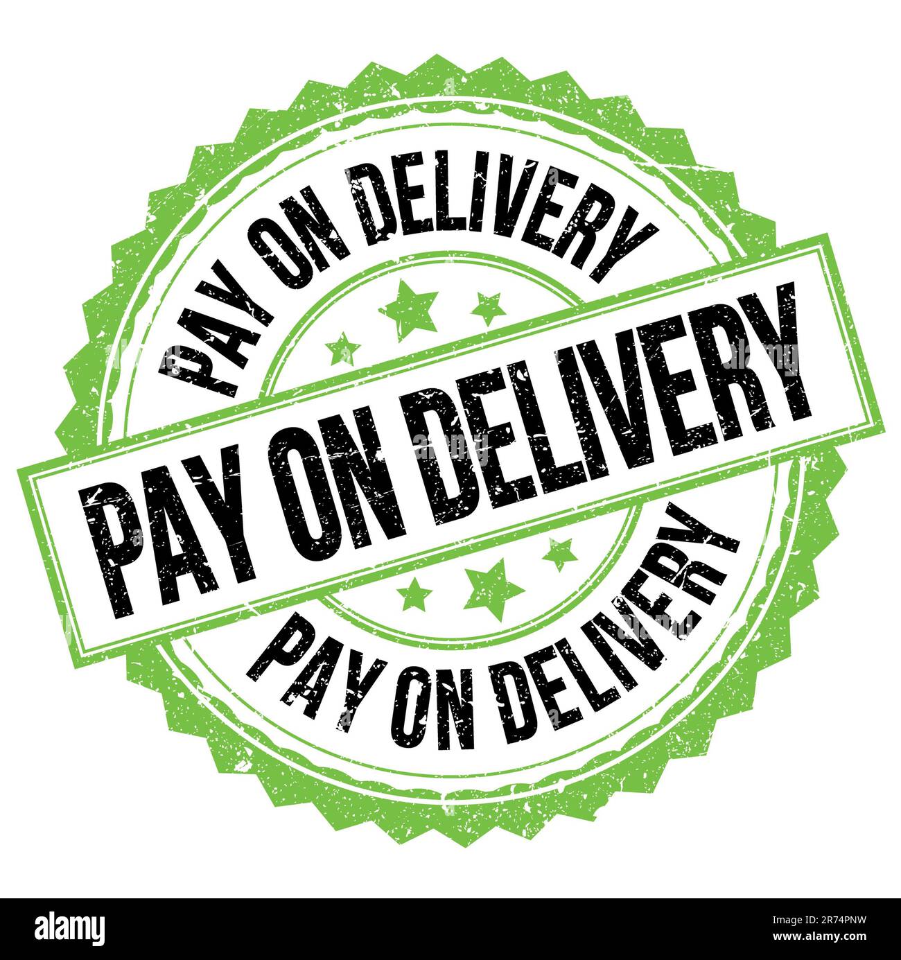 PAY ON DELIVERY text written on green-black round stamp sign Stock ...
