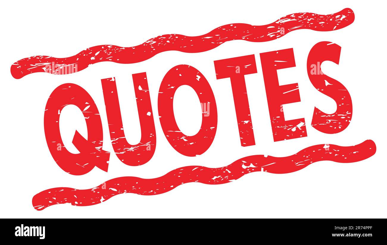 QUOTES text written on red lines stamp sign Stock Photo - Alamy