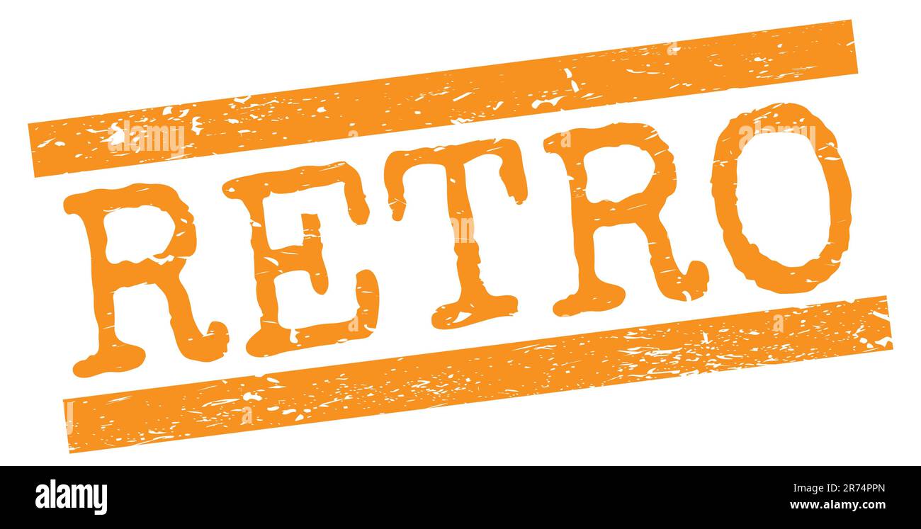 RETRO text written on orange grungy lines stamp sign Stock Photo - Alamy