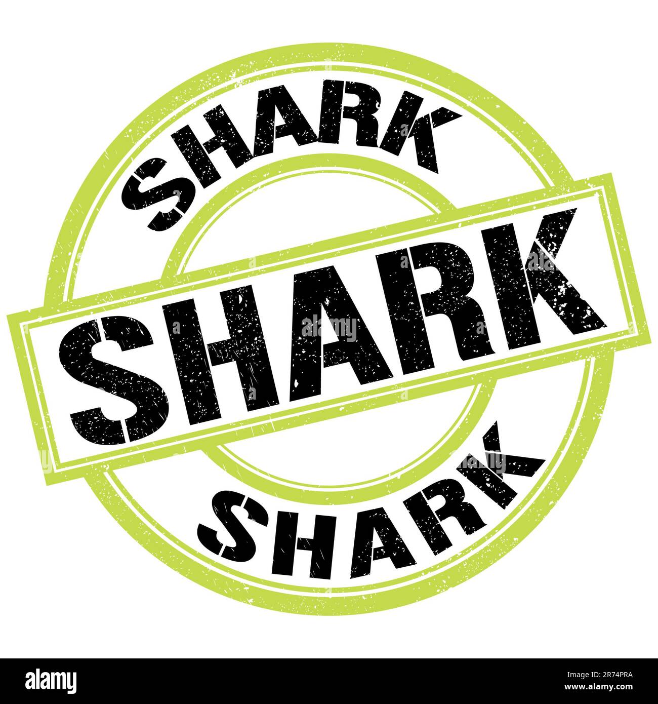 SHARK text written on green-black round stamp sign Stock Photo - Alamy