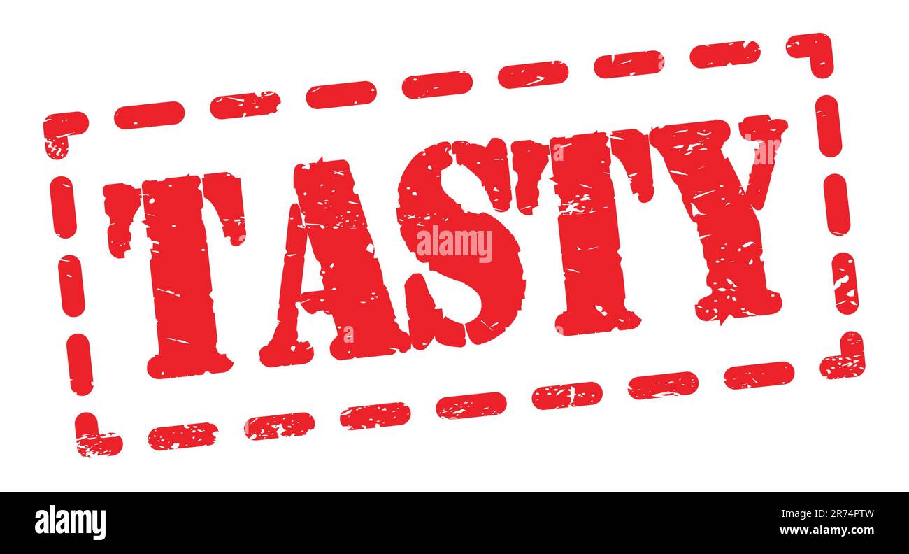 TASTY text written on red dash stamp sign Stock Photo - Alamy